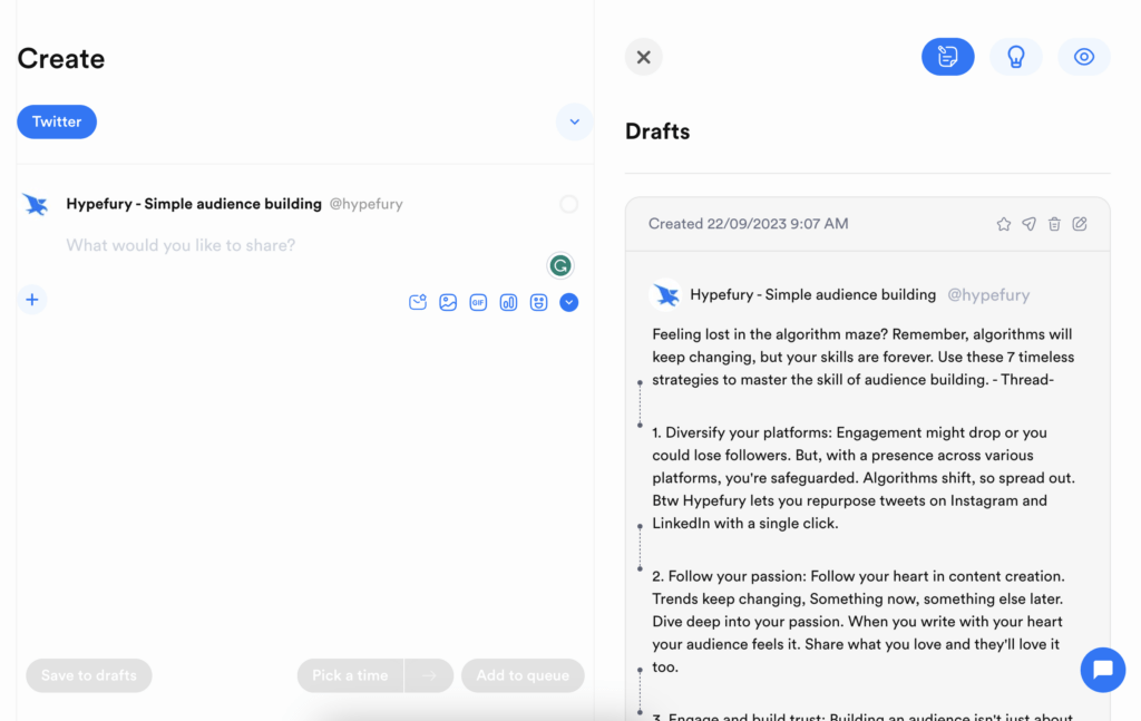 Using the Hypefury Drafts folder like a pro - Hypefury - Social Media Scheduling & Automation