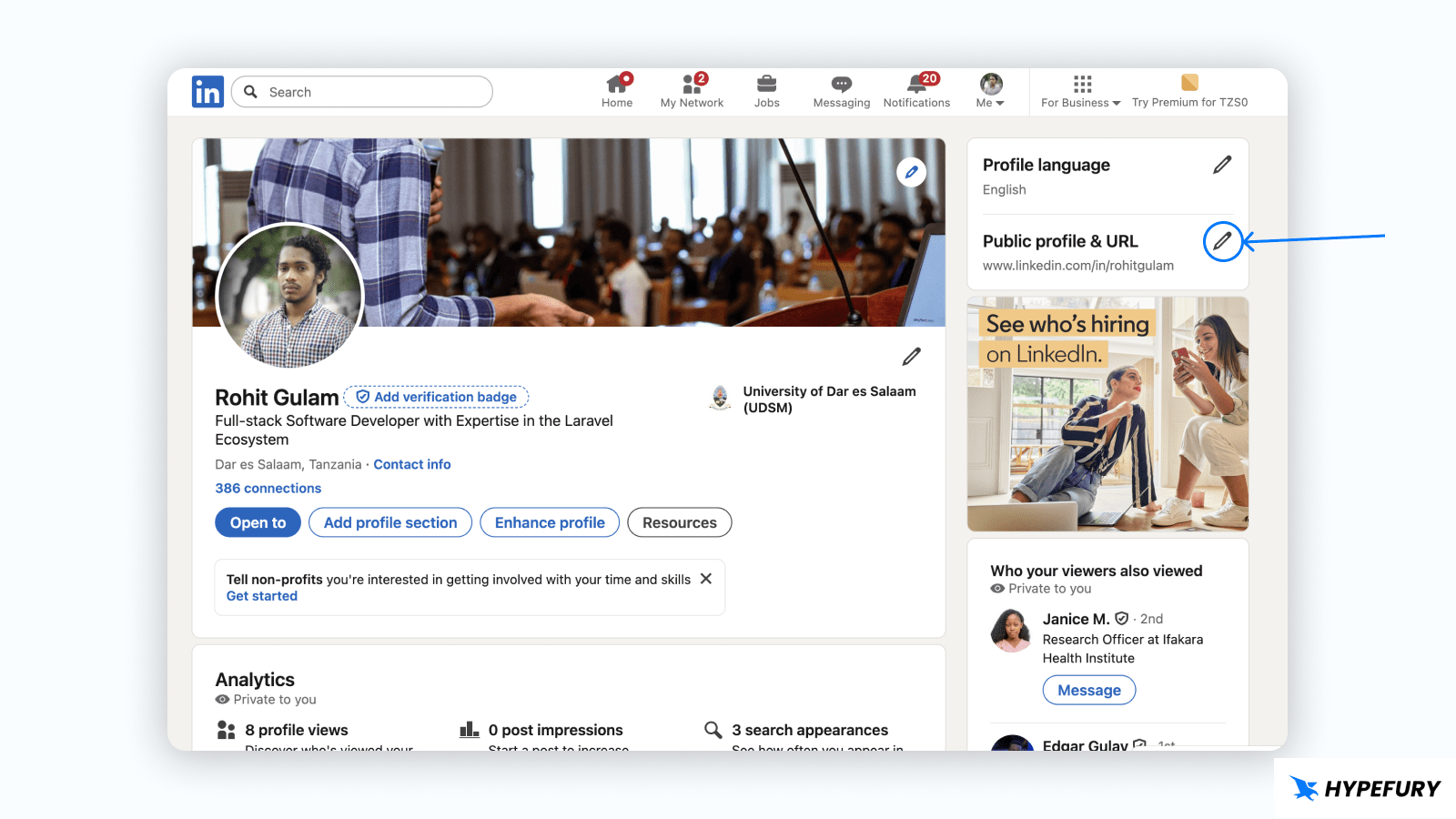 What is My LinkedIn URL - Hypefury - Social Media Scheduling & Automation